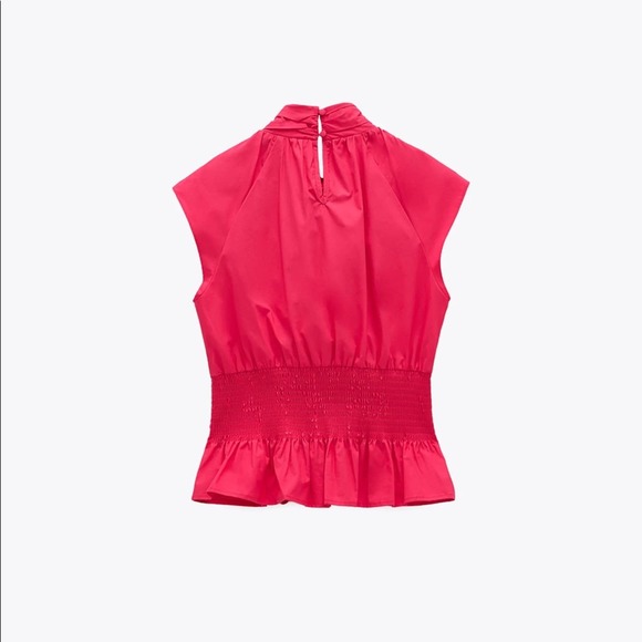 Zara | Tops | Zara Pink Poplin Top With Bow Size Xs New | Poshmark